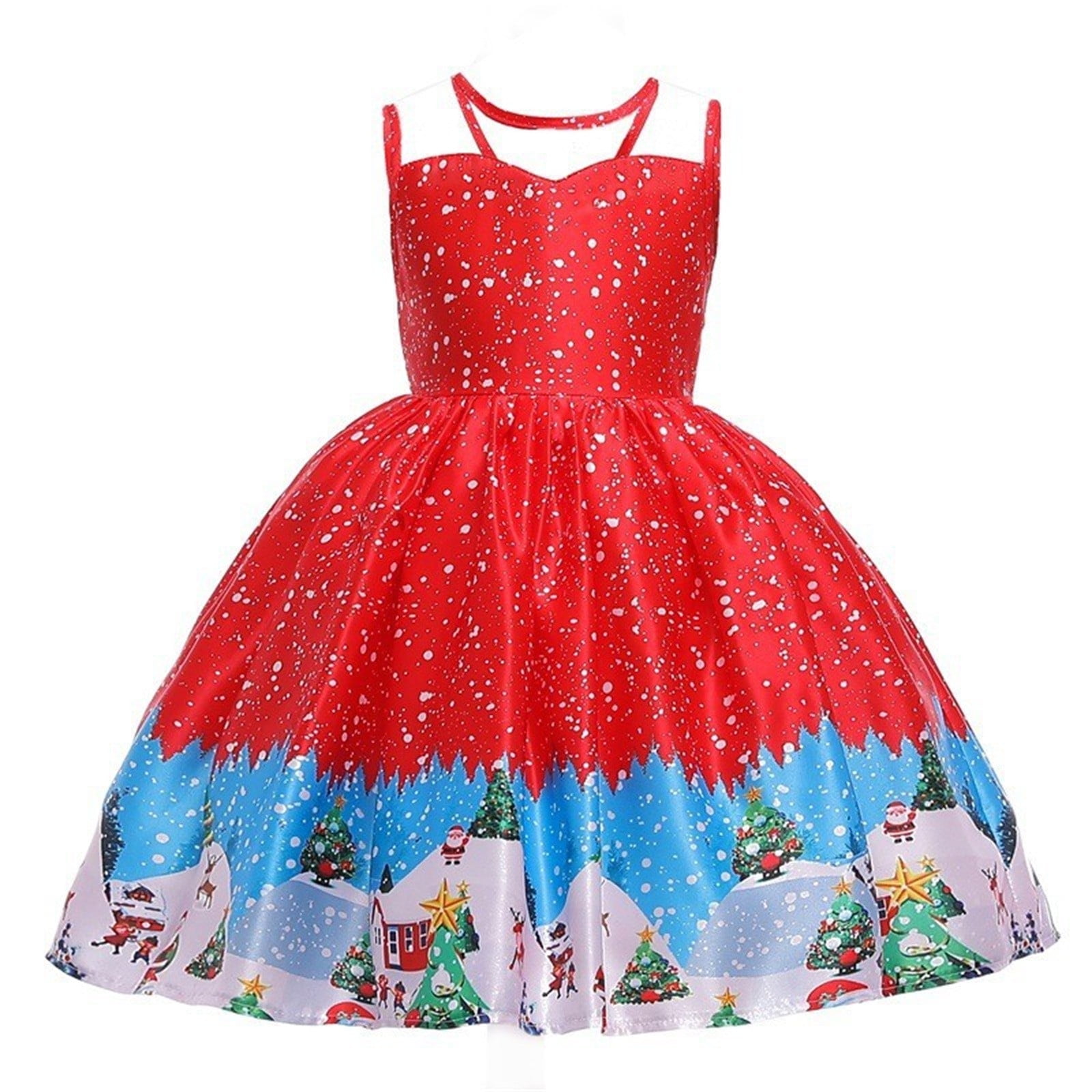 Girls Christmas Party Dress Princess Holiday Formal Dress Sleeveless ...