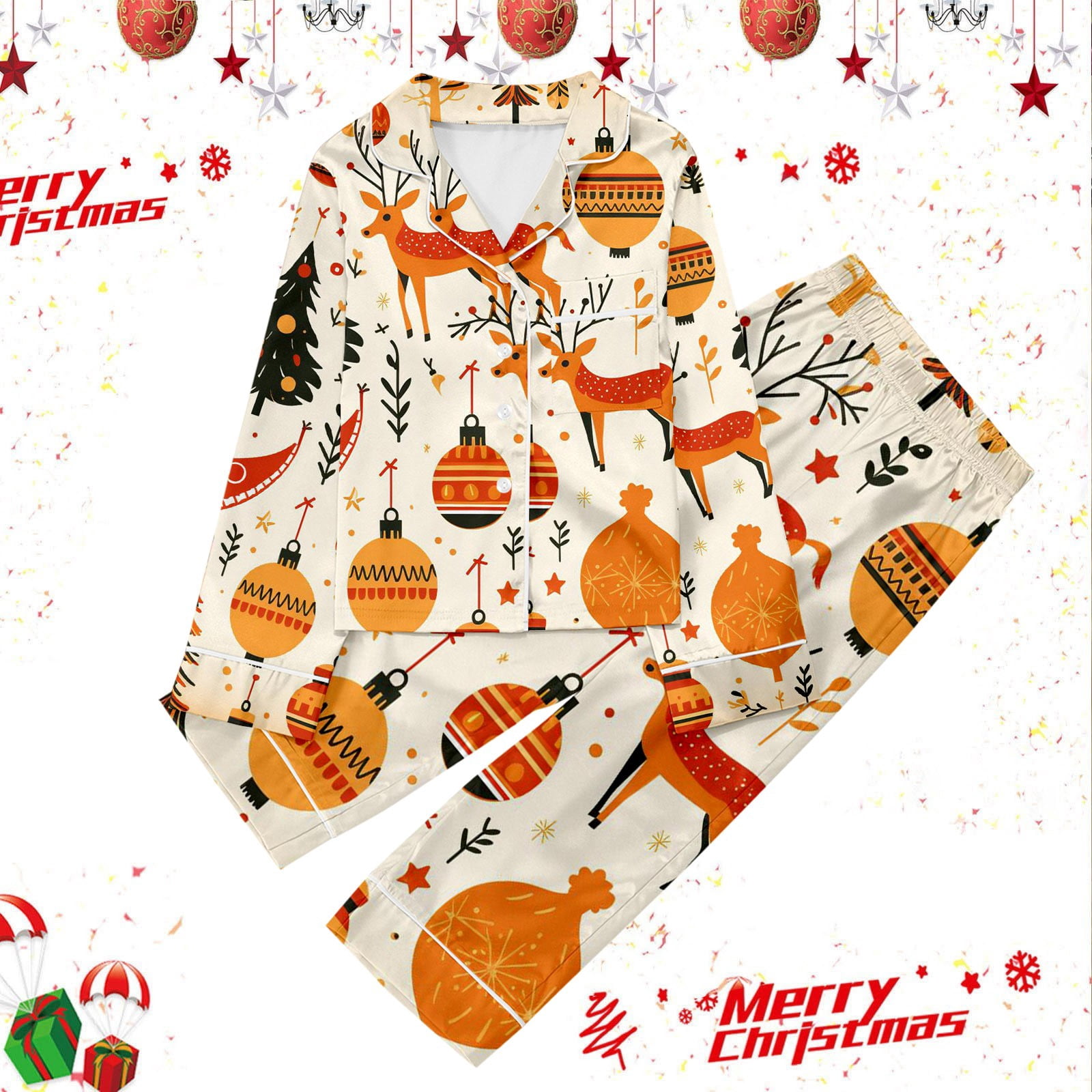 Girls Christmas Pjs Set Christmas snowflakes Silk Pajamas Girls Button ...