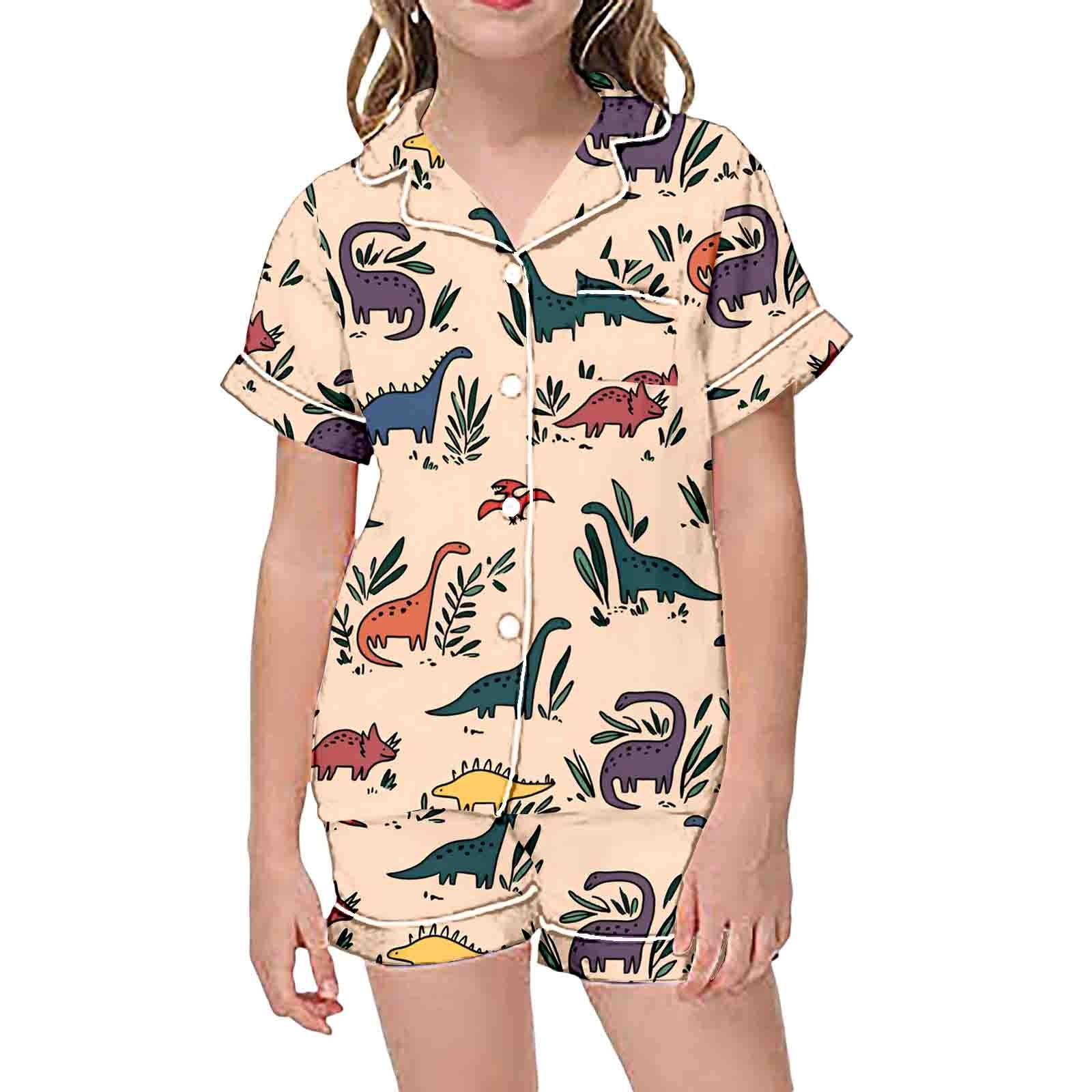 Girls Christmas Pjs Set Yellow Satin Pajamas Button-Down Top With ...