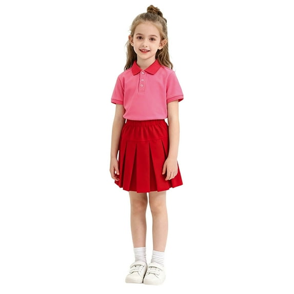 Girls Christmas Pleated Skirt Elastic Waist Casual Daily A Line Mini ...