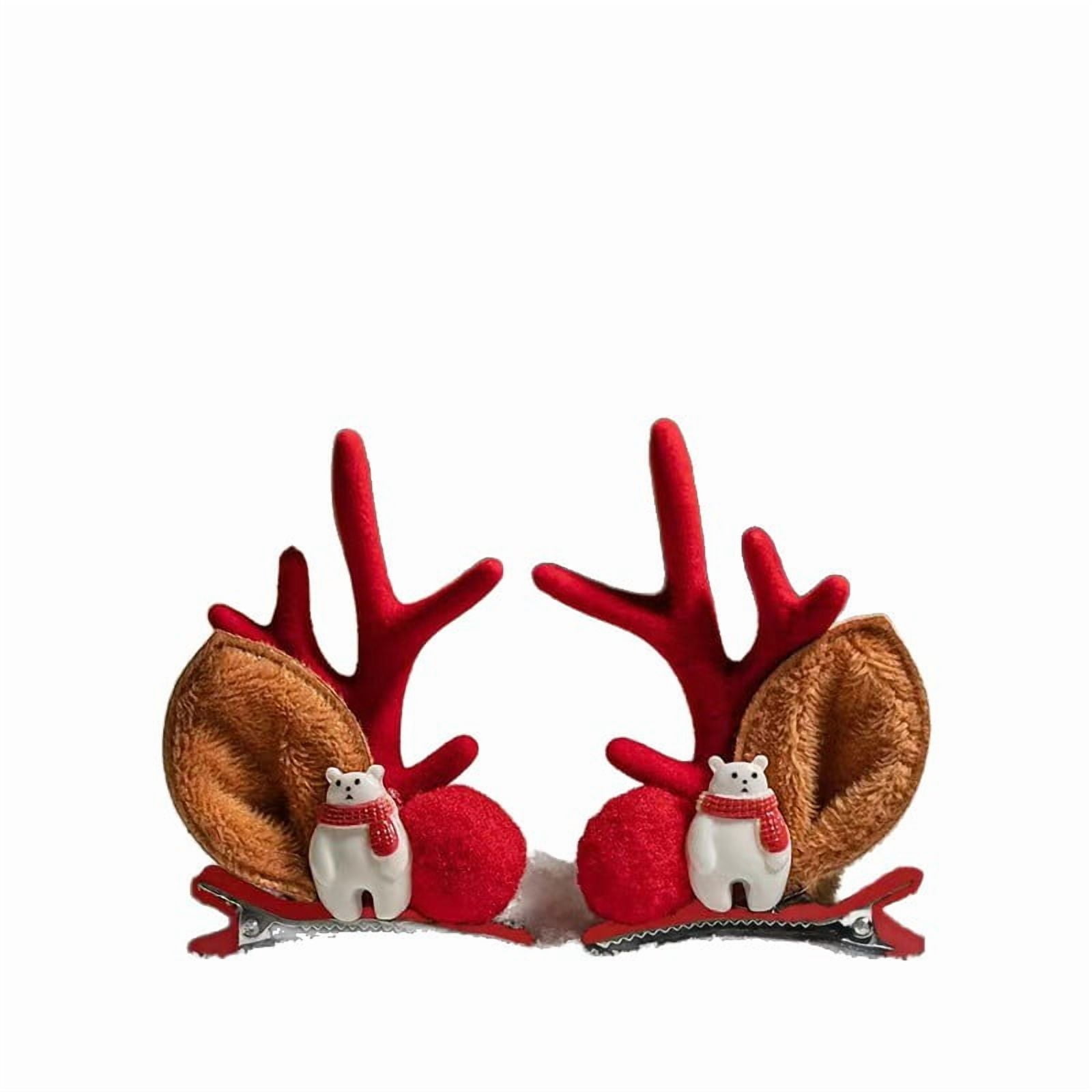 Girls’ Christmas Reindeer Hair Set - Antler Headbands, Pine Cone Pins ...