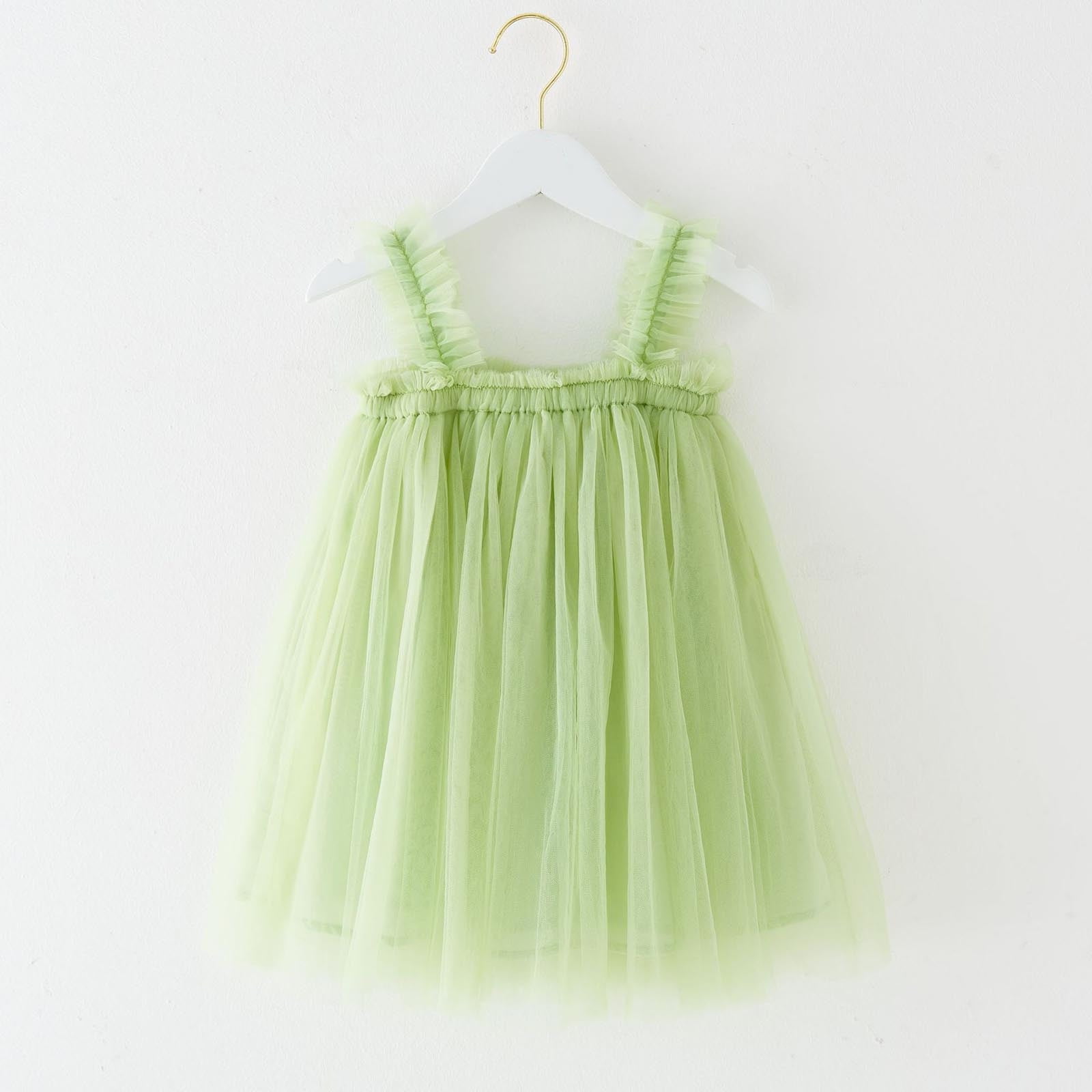 Girls' Christmas Solid Color Strapless Dress Princess Mesh y Dress ...