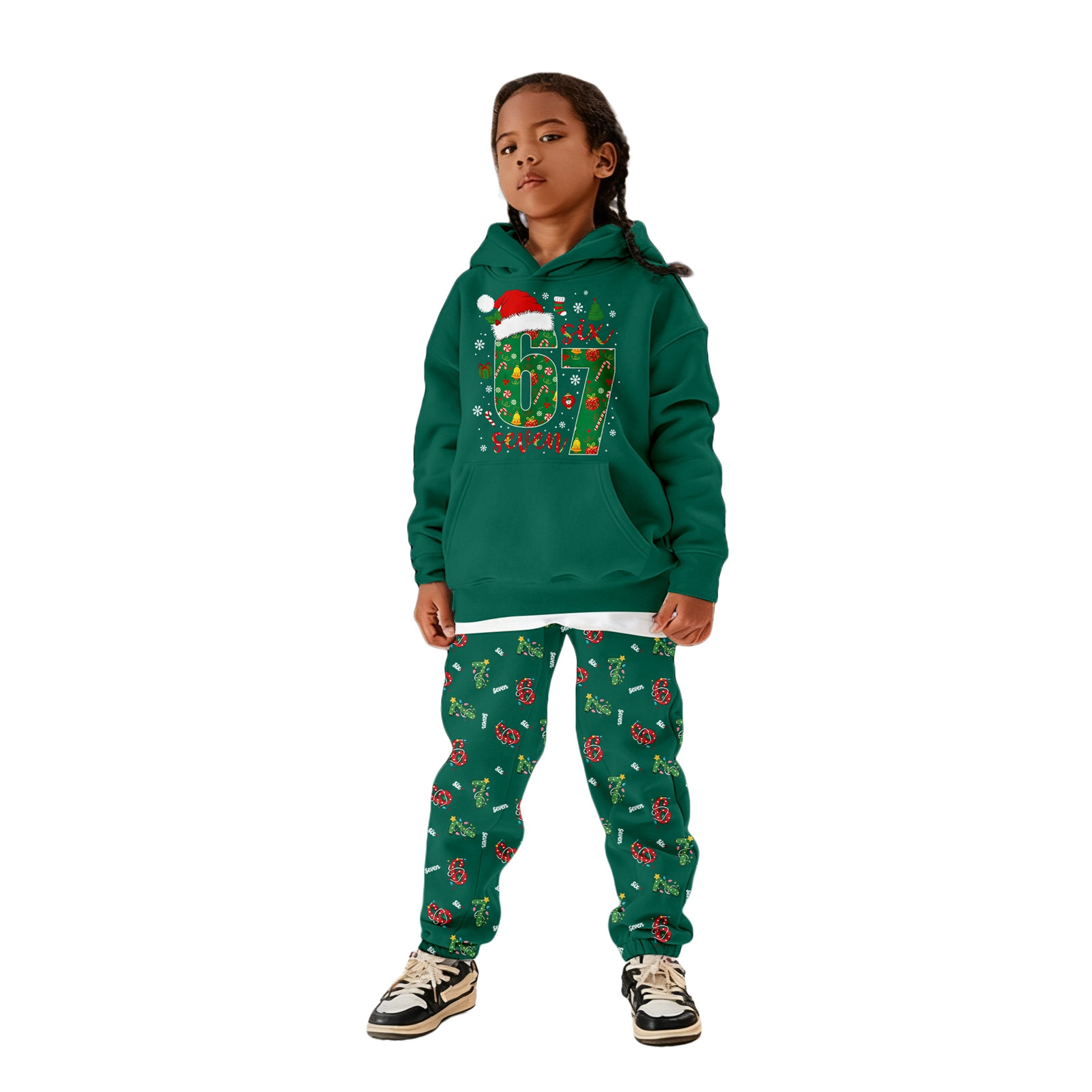 Girls Christmas Tracksuit Winter Warm 67 Pullover Hoodie With Pants ...