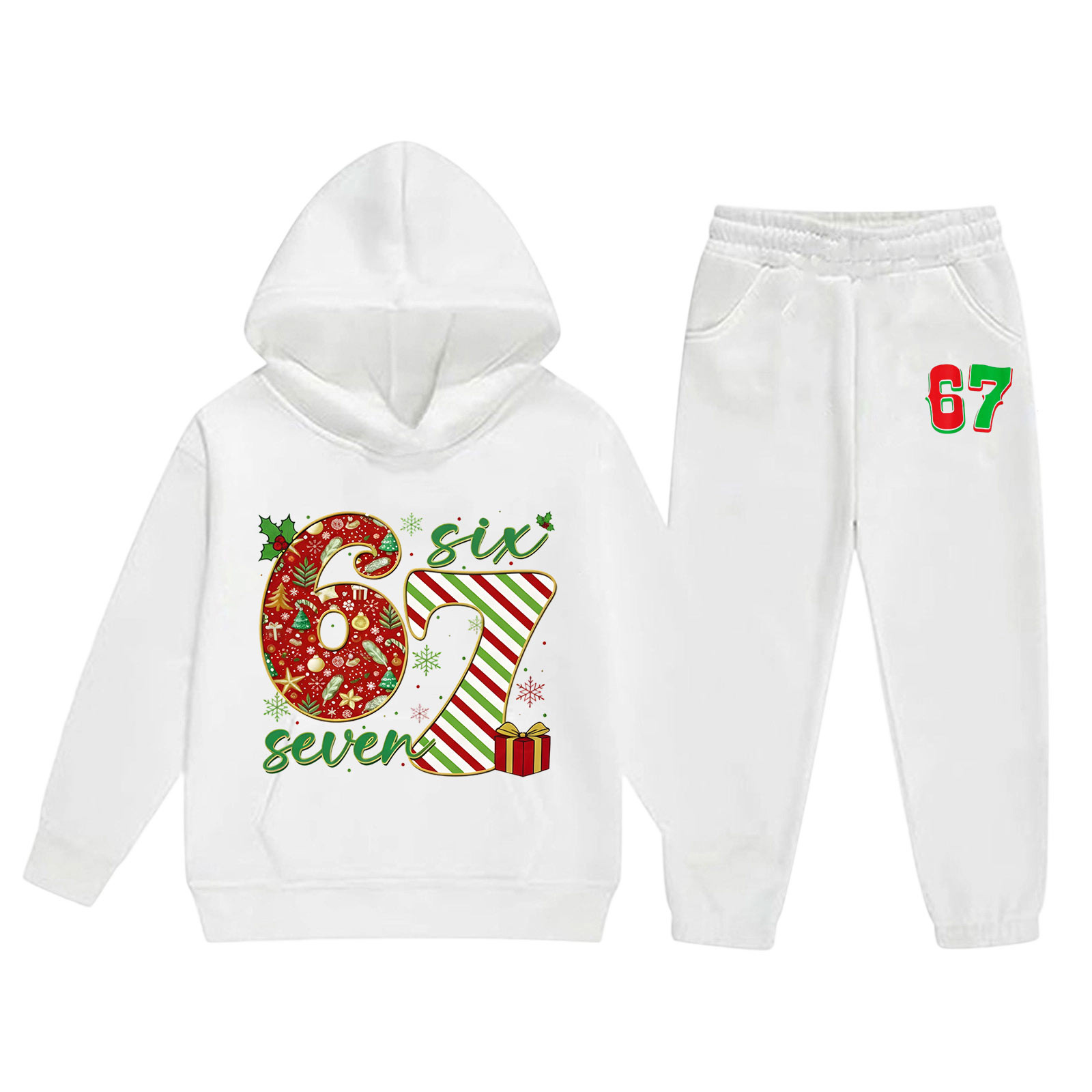 Girls Christmas Tracksuit Winter Warm 67 Pullover Hoodie With Pants ...