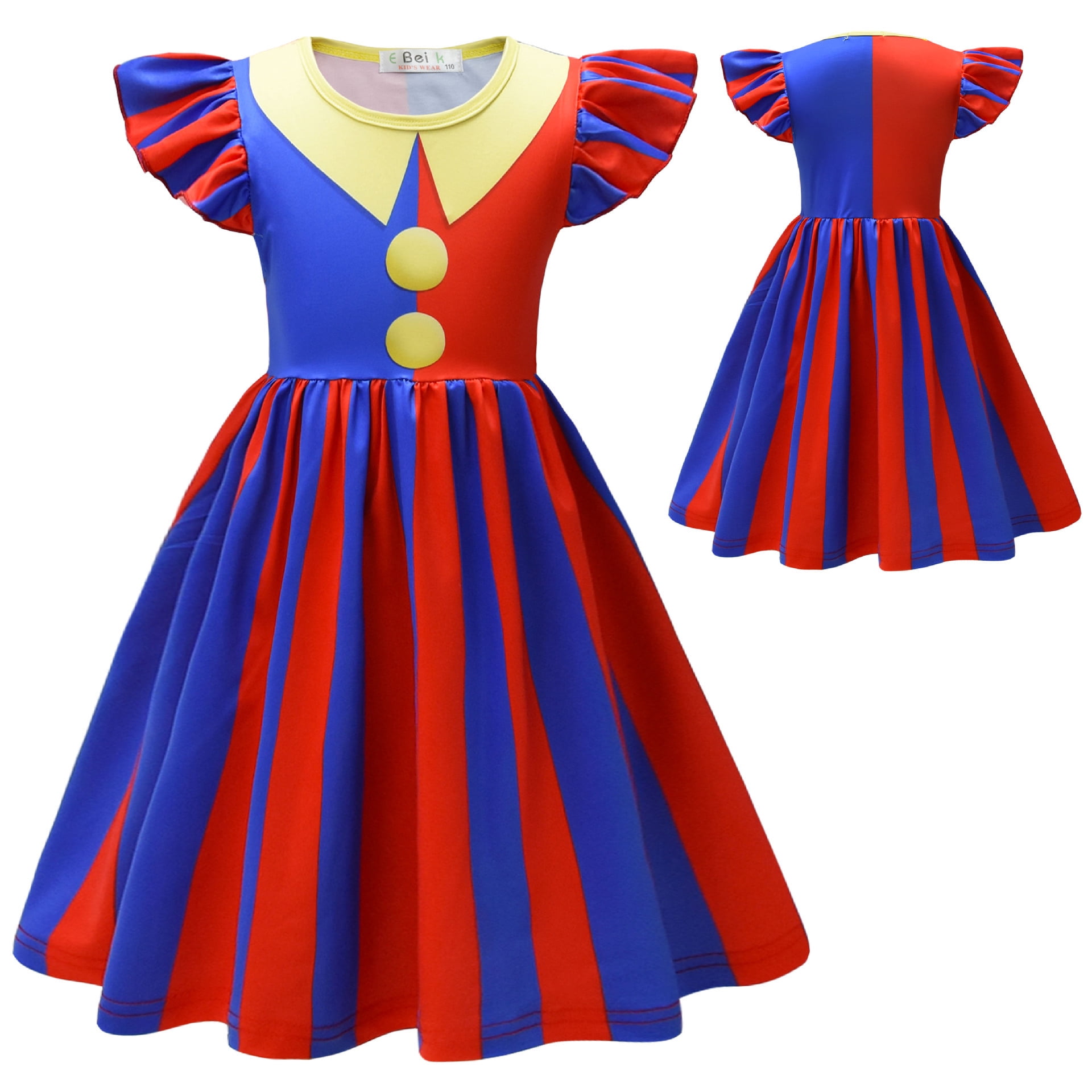 Girls Clown Costume Short Sleeve Cosplay Dress Outfits for 3-10Y ...