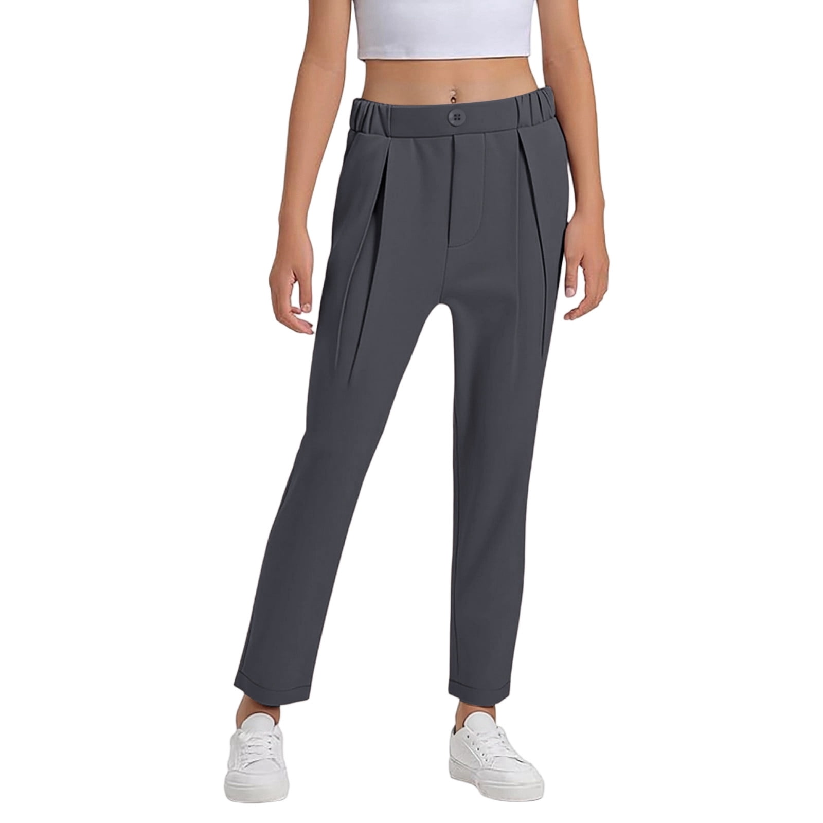 Girls Classic Dress Pants - Straight Leg Formal Trousers for School ...