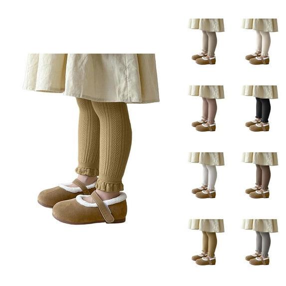Girls Clothes Girls Ribbed Ankle Leggings Solid Color Thin Stretch ...