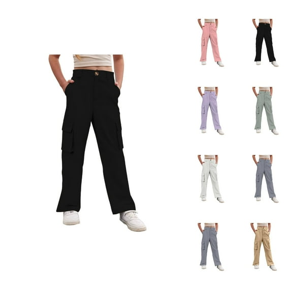 Girls Clothes Girls Utility Pocket Trousers Kids Casual Pants with ...