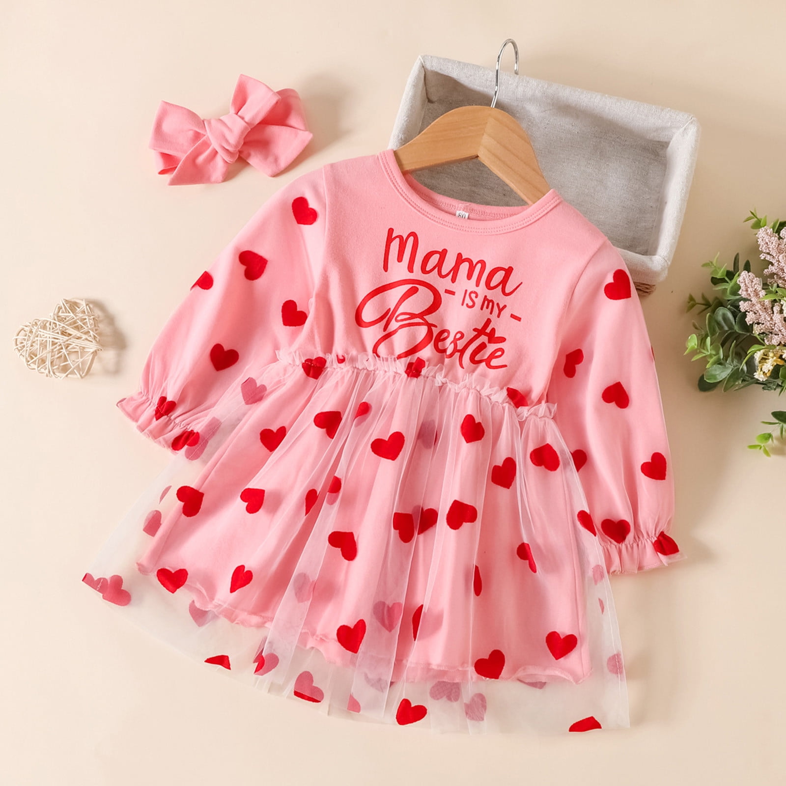 Girls Clothes Love Print Girls Tulle Dress Valentines Day Baby Girl ...