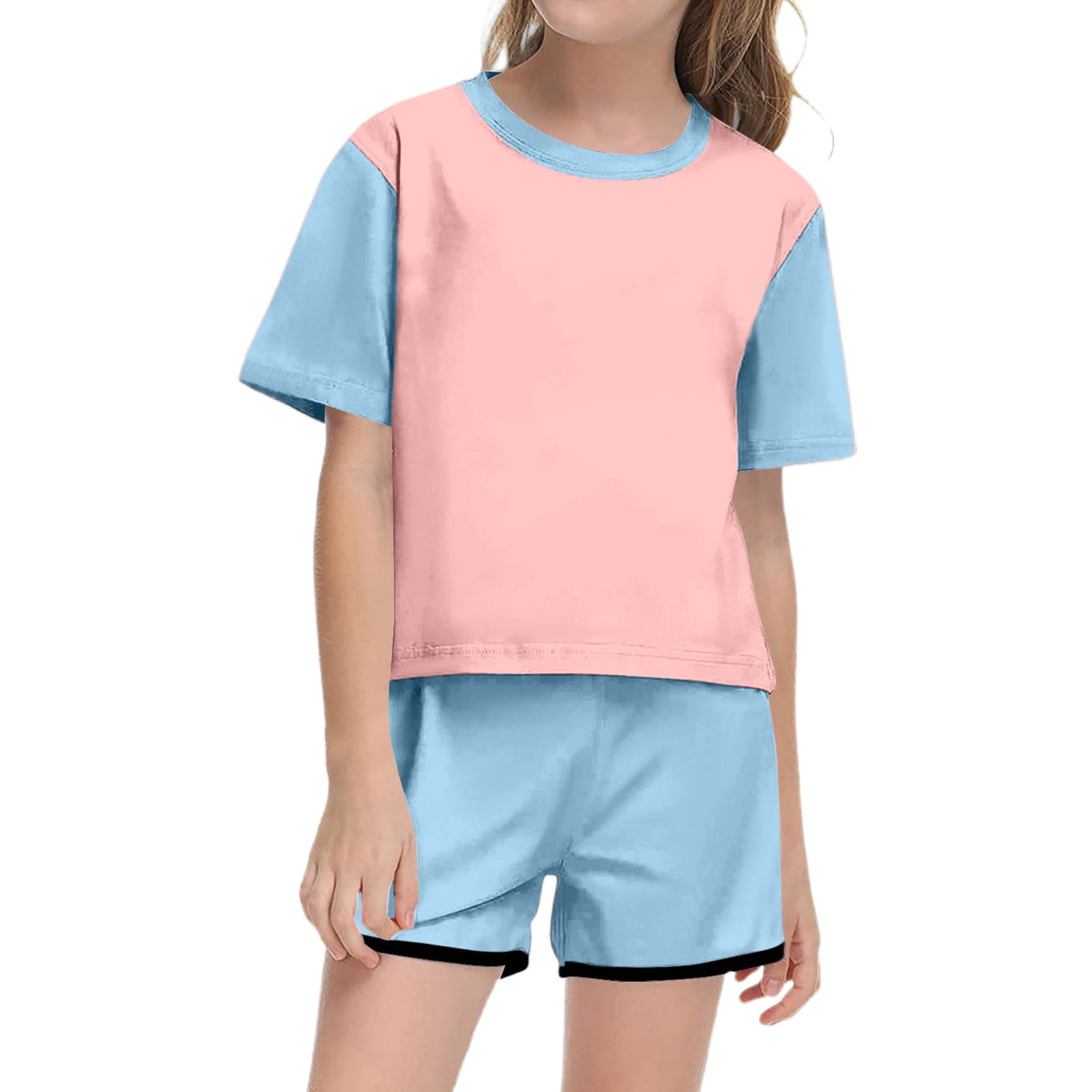 Girls Clothes Summer 2 Piece Outfits Drop Shoulder Graphic T-Shirts and ...