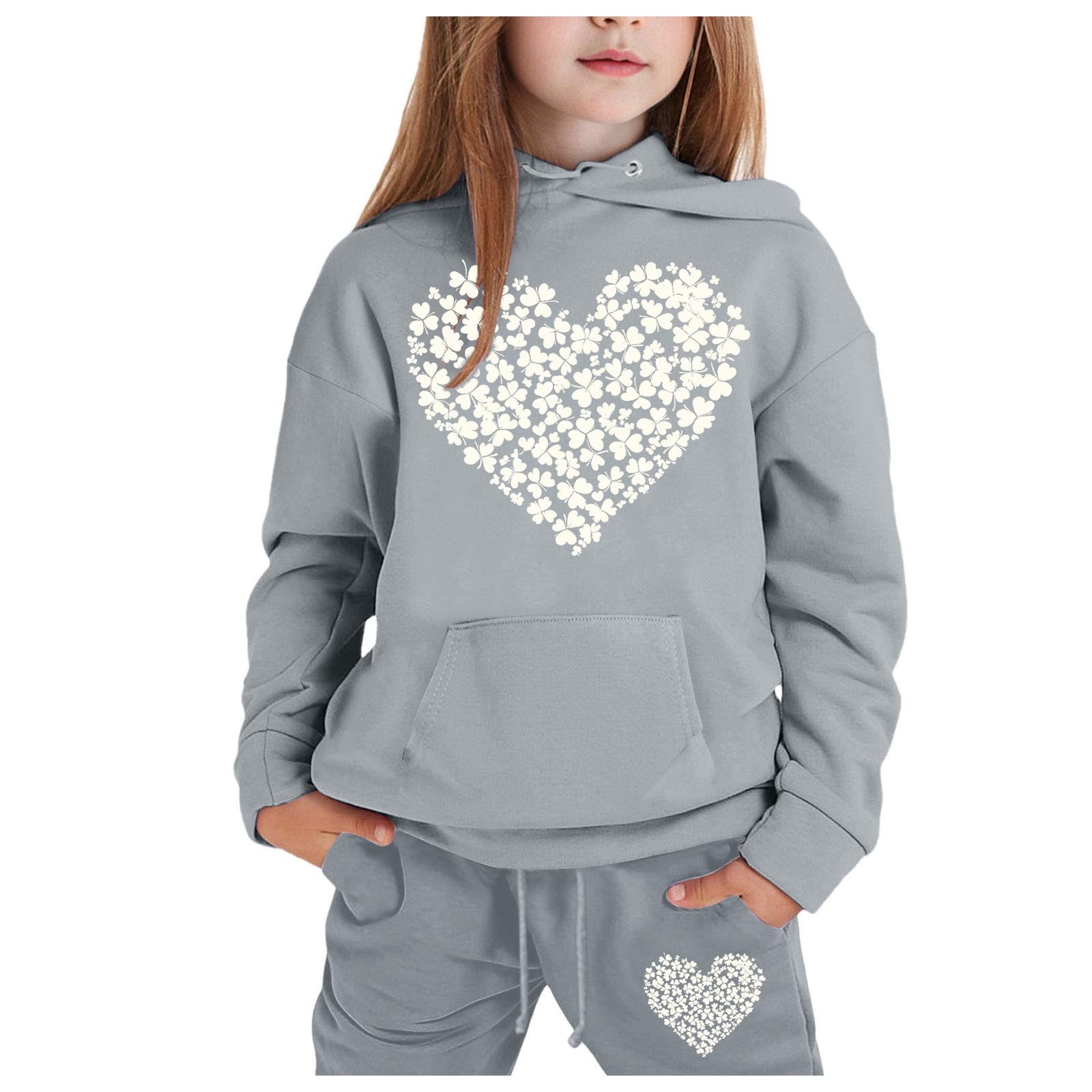Girls' Clothing Sets Clearance Long Sleeve Heart Printed Shirt Pants ...