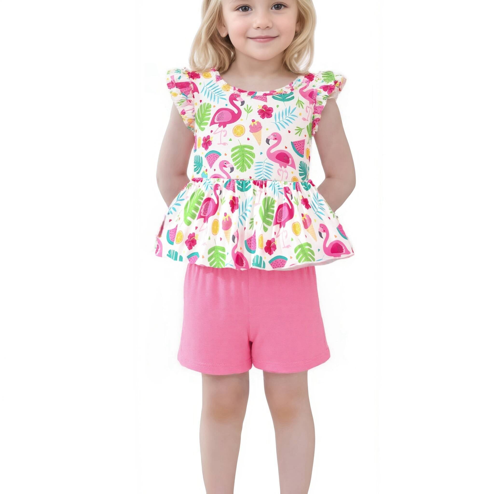 Girls' Clothing Sets Flamingo Outfits 2T Litter Kids Summer Clothes ...
