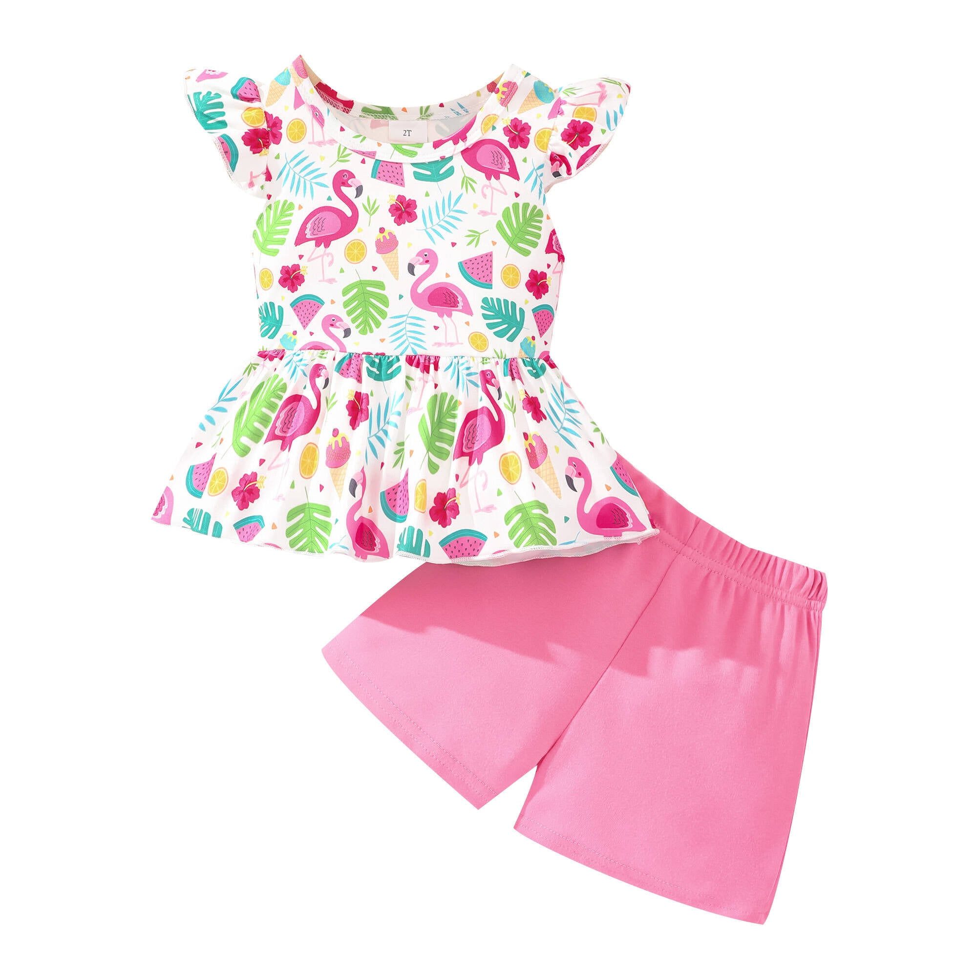 Girls' Clothing Sets Flamingo Outfits Size 5-6 Litter Kids Summer ...