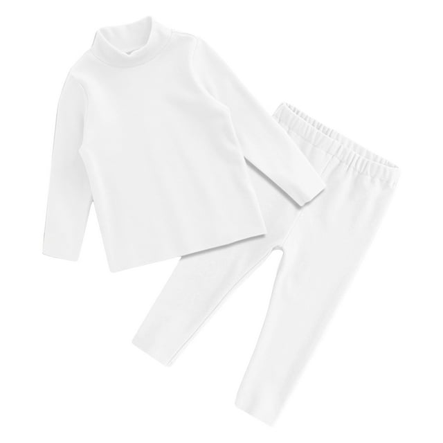 Girls Pajamas Unisex Solid Long Sleeve Crew Neck Warm Pullover ...