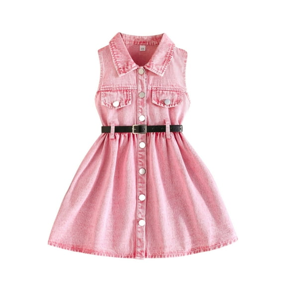 Girls' Clothing Sets Summer Fashion Sleeveless Denim Dress And Belt ...