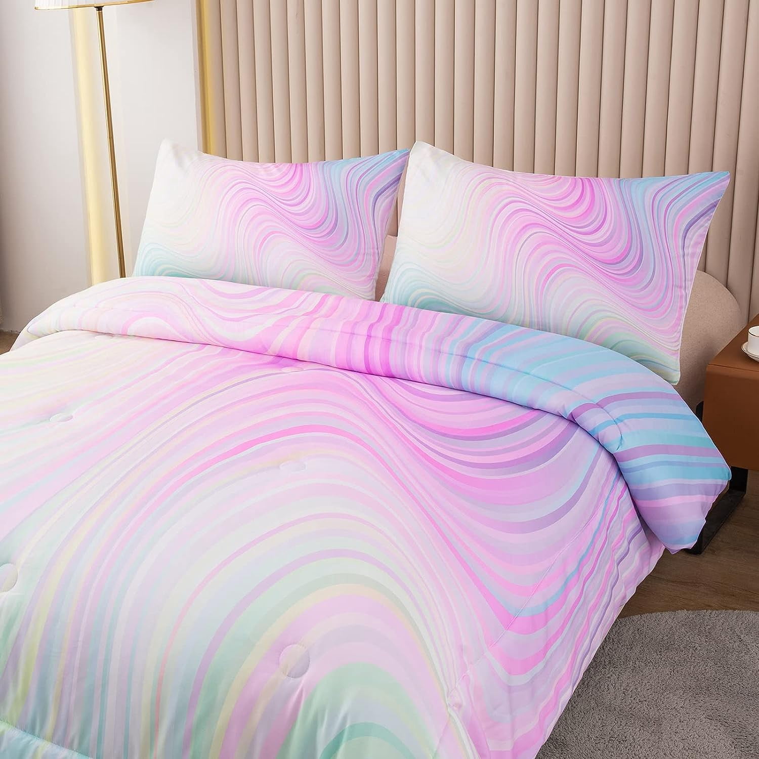 Girls Comforter Full Size Colorful Tie Dye Comforter Teen Girl Pink ...