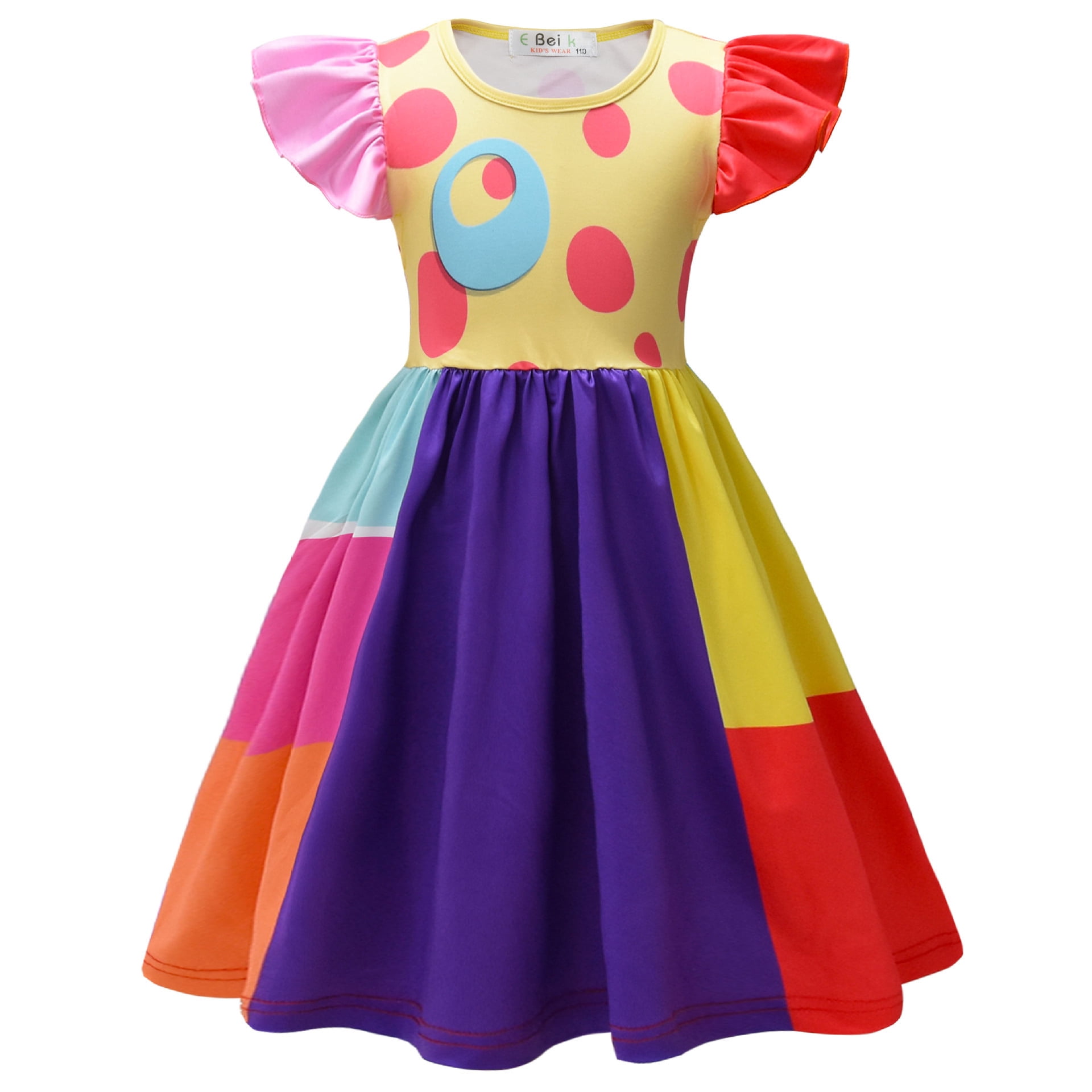 Girls Cosplay Costume Dress Clown Ruffles Sleeve Outfits, 3-9Y ...