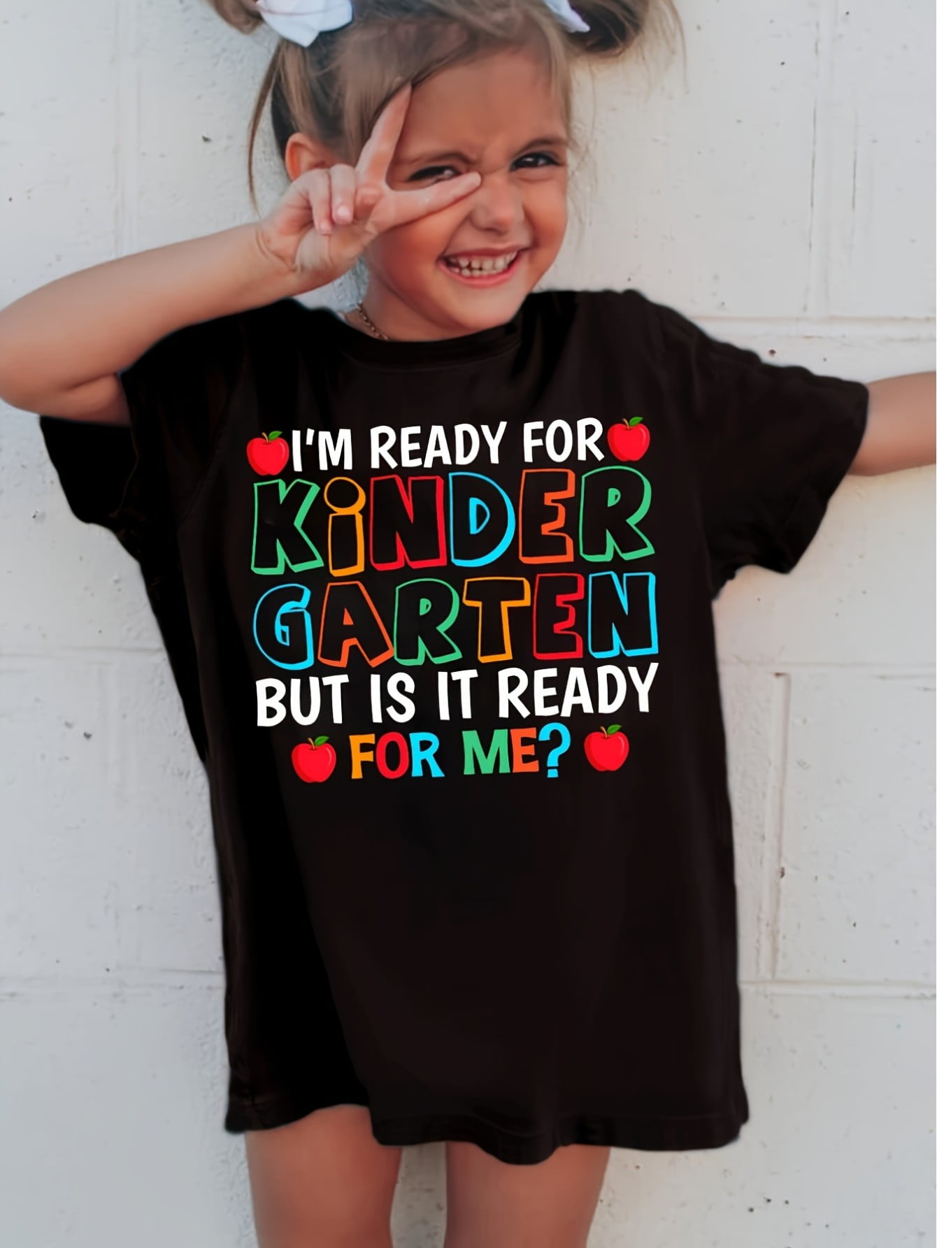 Girls' Cotton T-shirt I'm Ready For Kindergarten But Is It Ready For Me ...