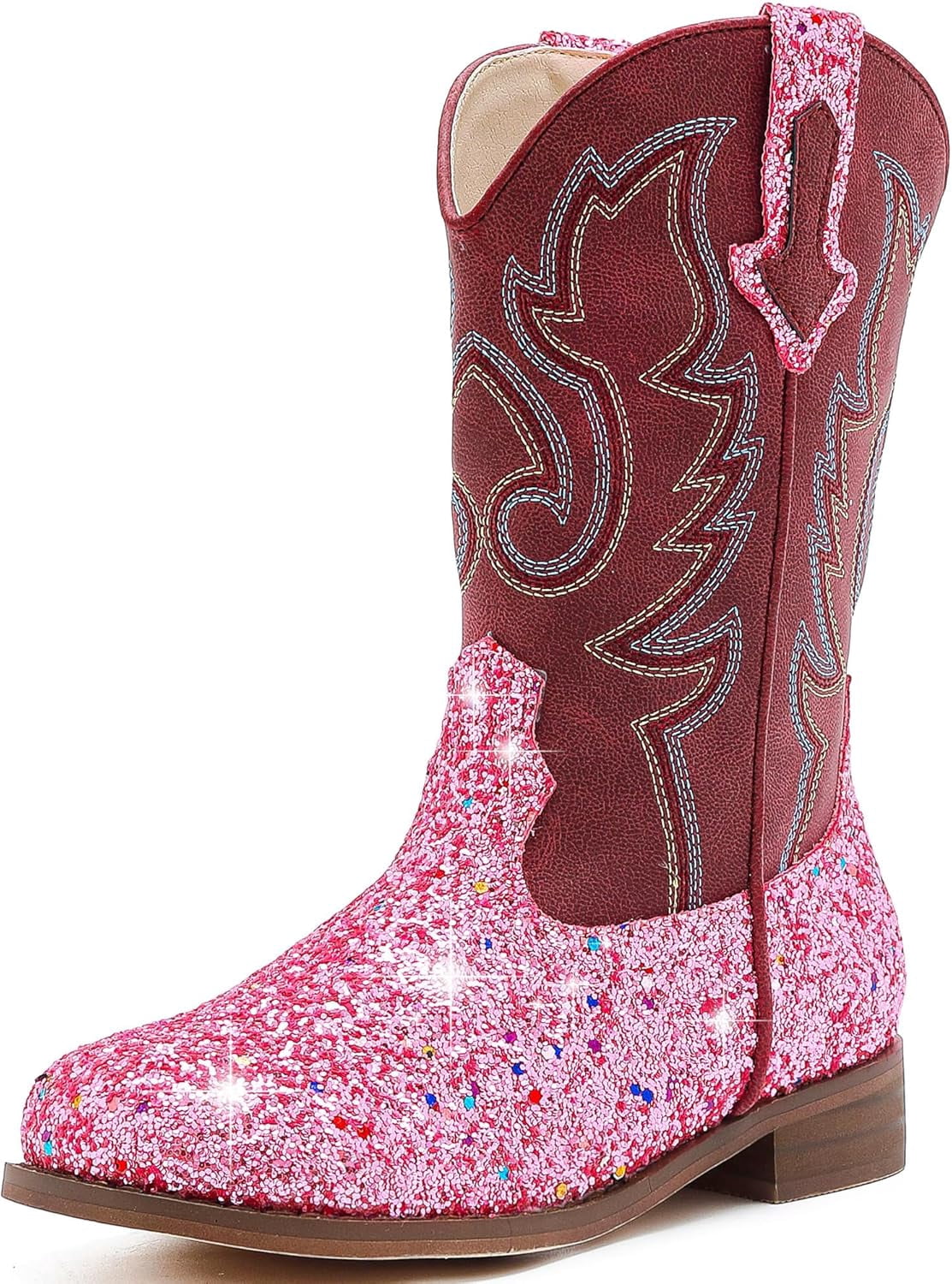 Girls Cowgirl Boots Unisex-Child Mid Calf Glitter Toddler Cowboy Boot ...