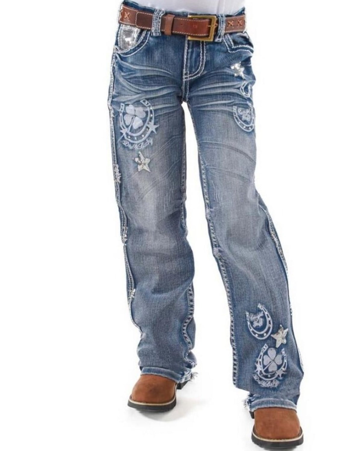Girls' Cowgirl Tuff Double Lucky Mid Rise Bootcut Stretch Denim Jeans ...