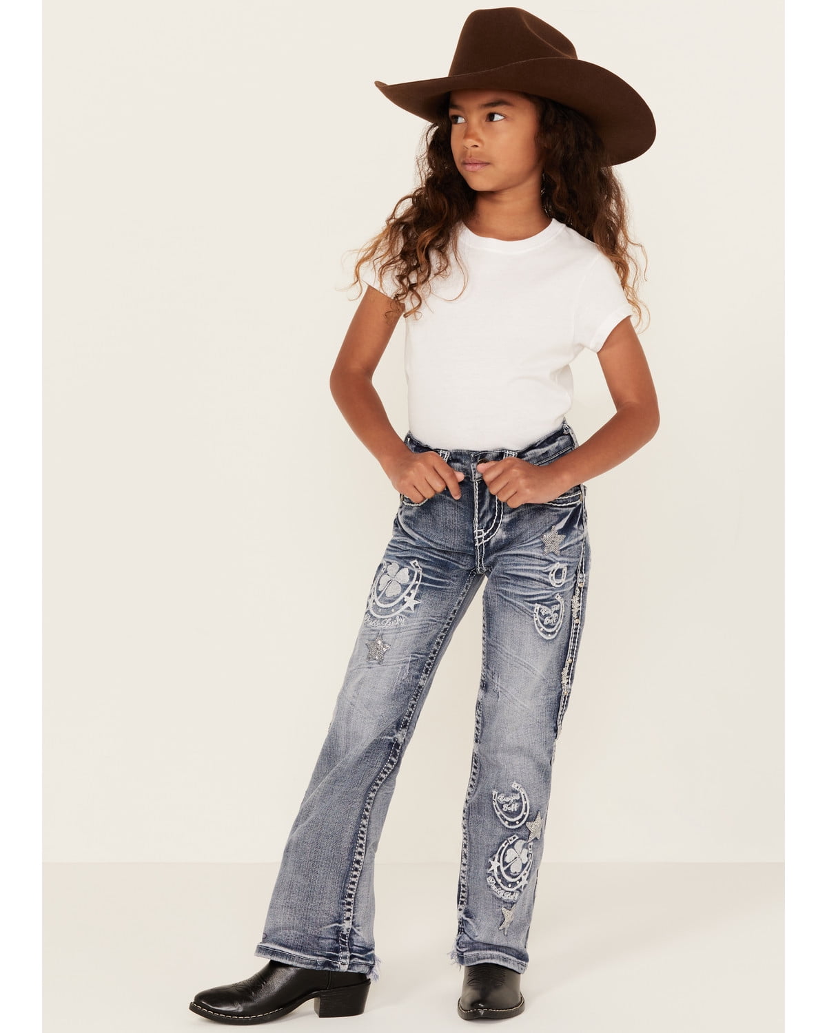 Girls' Cowgirl Tuff Double Lucky Mid Rise Bootcut Stretch Denim Jeans ...