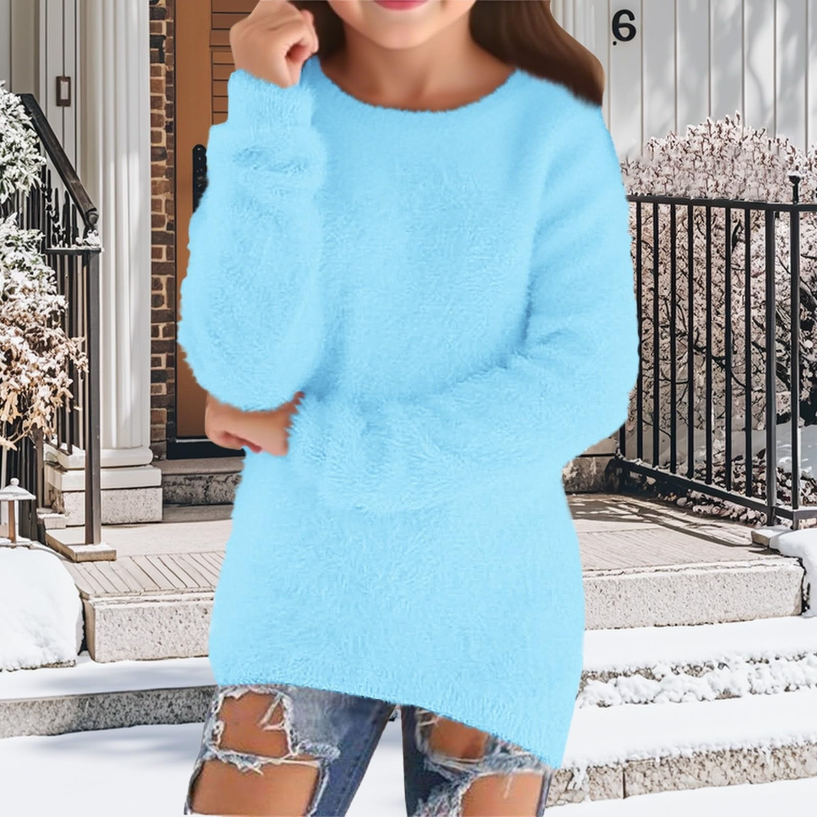 Girls Cozy Autumn Pullover Soft Loose Fit Long Sleeve Casual Warm Top ...