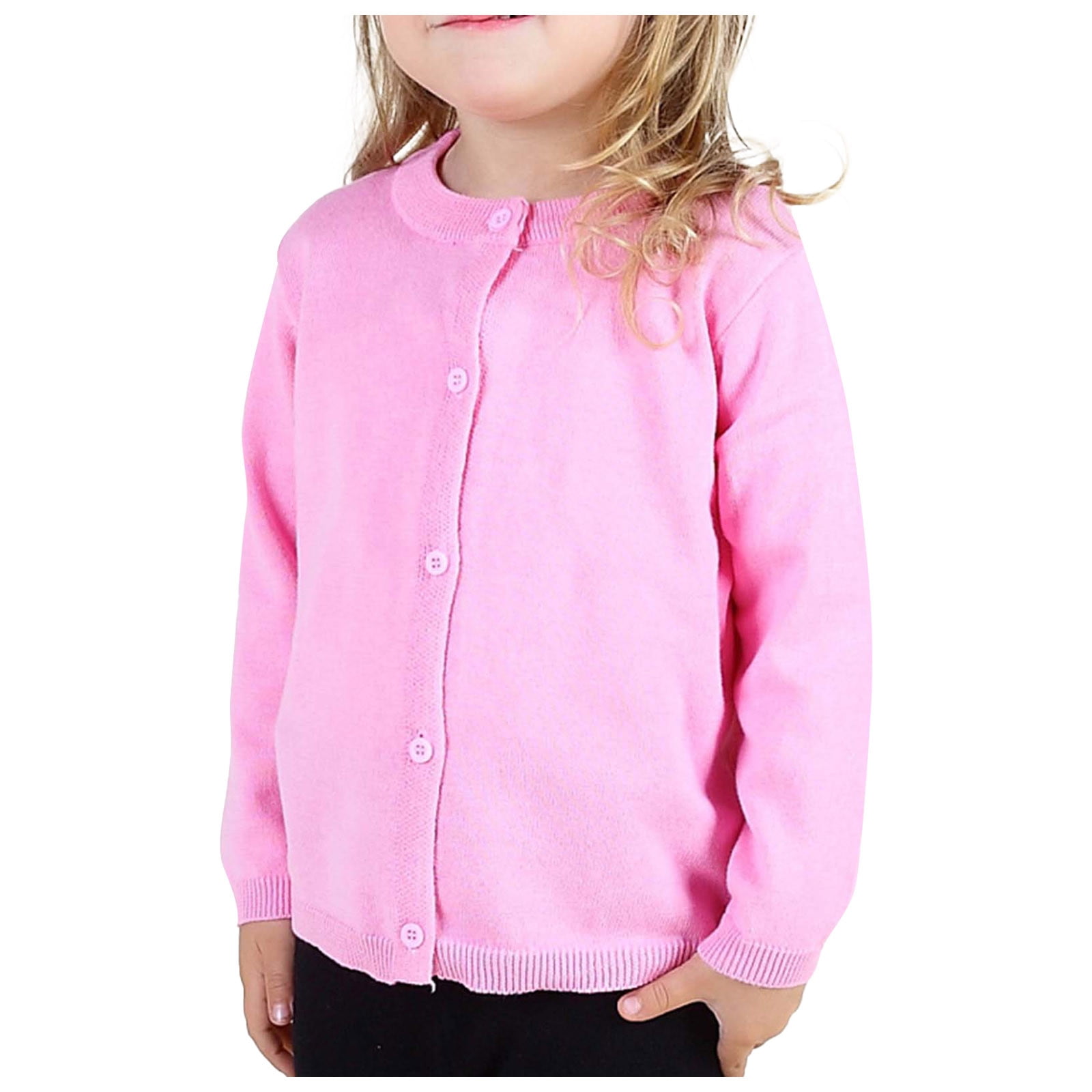 FchengtaiS Girls Crewneck Cardigan, Cotton Sweater, Button Down, Long ...