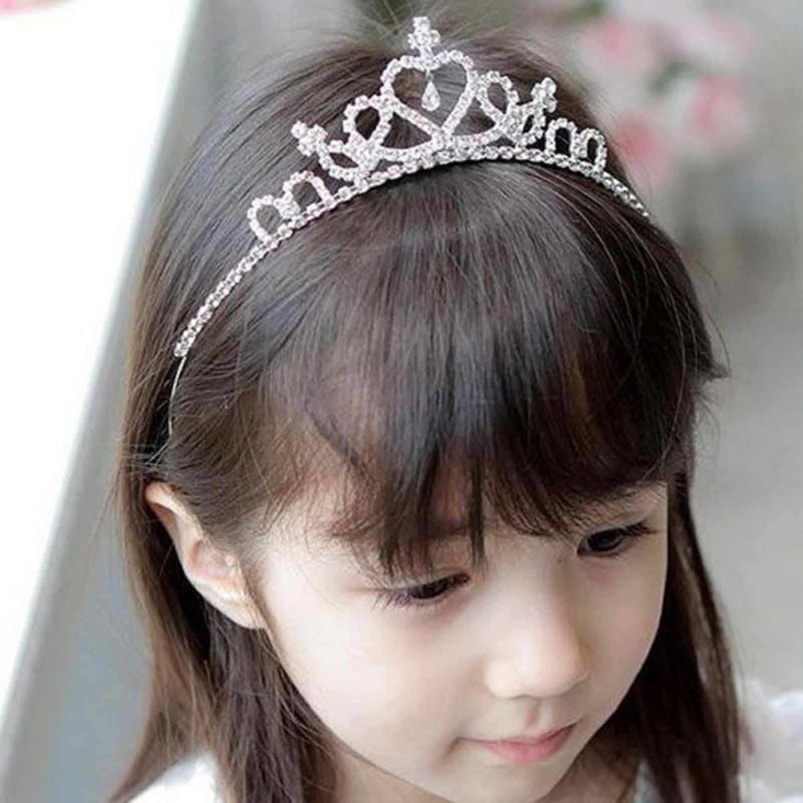 Girls Crystal Crown Silver Children Princess Crown for Birthday Party ...