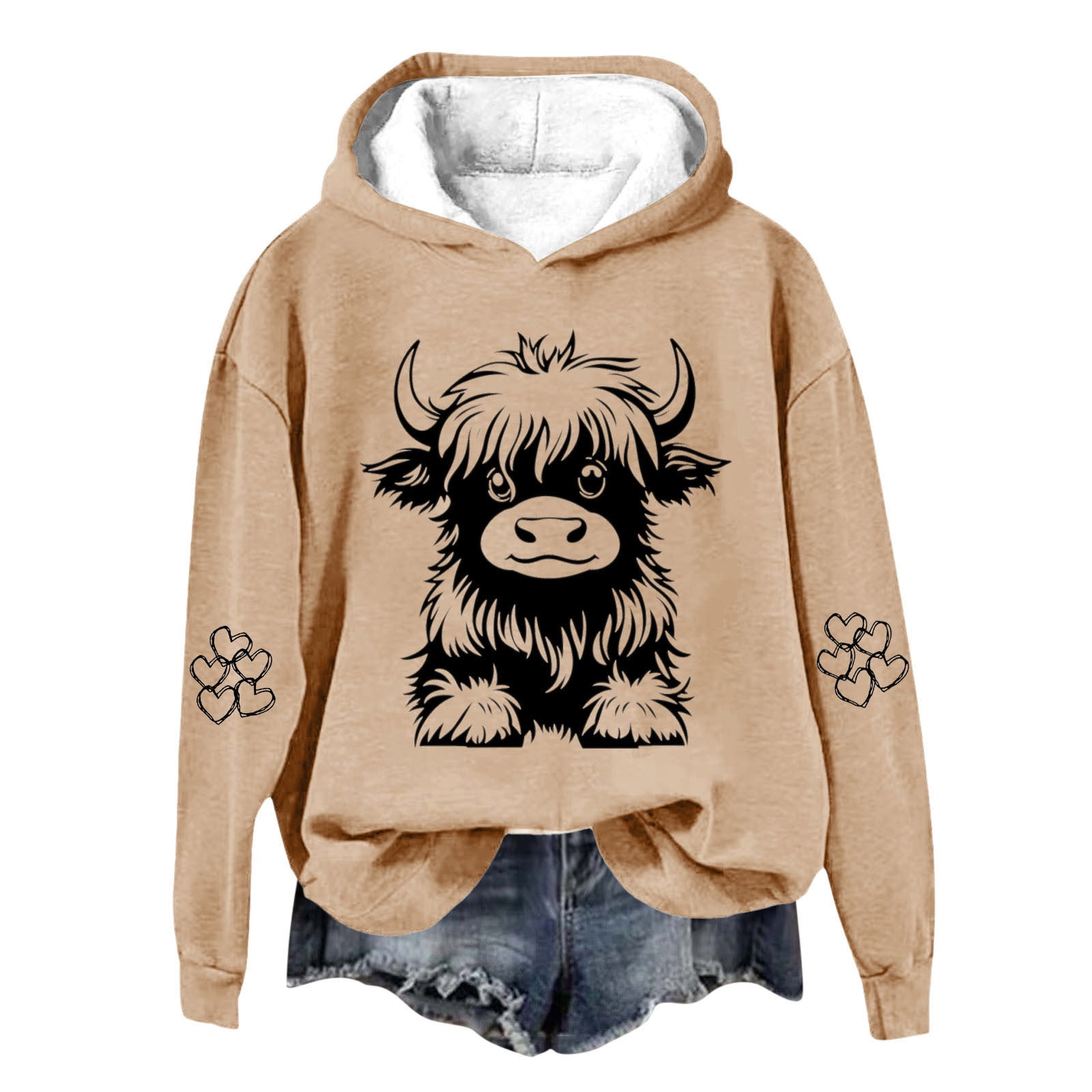 Girls Cute Cow Hoodies Funny Graphic Sweatshirt Hooded Cowgirl Long ...