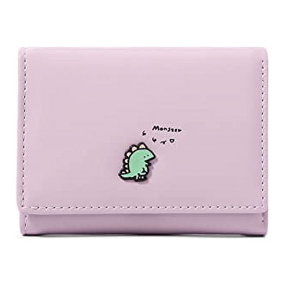 MINKUROW Girls Cute Dinosaur Metal Badge Tri-folded Wallet Small Wallet ...