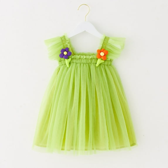Girls Cute Dress Toddler Flutter Sleeve Floral Holiday Dance Clothes ...