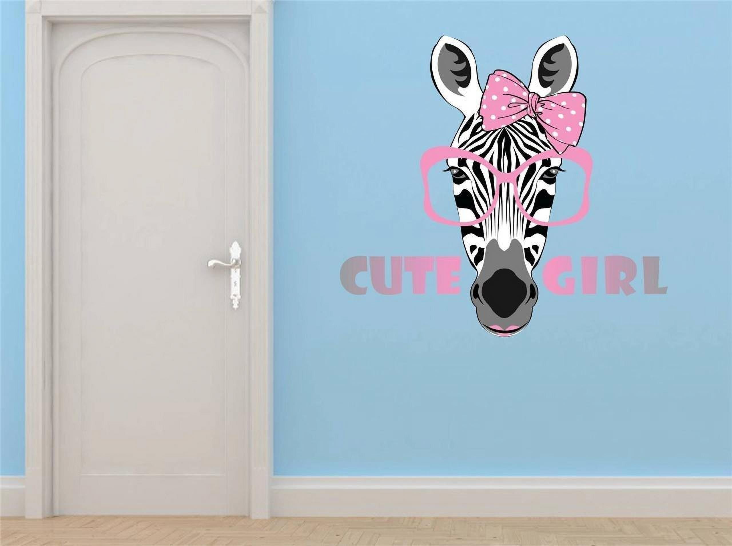 Girls Cute Girl Cute Animal Wall Decal Decoration Cute Zebra with Pink ...