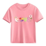 Girls Cute Graphic Tee Love Bird Floral Short Sleeve T-Shirt Kids 100% ...