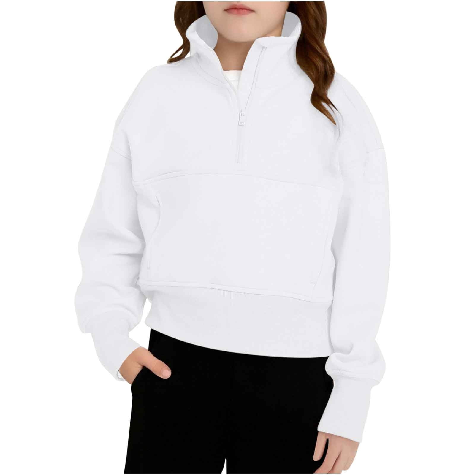 Girls Cute Hoodies Oversized Fleece Half-Zip Permance Pocket Sports ...
