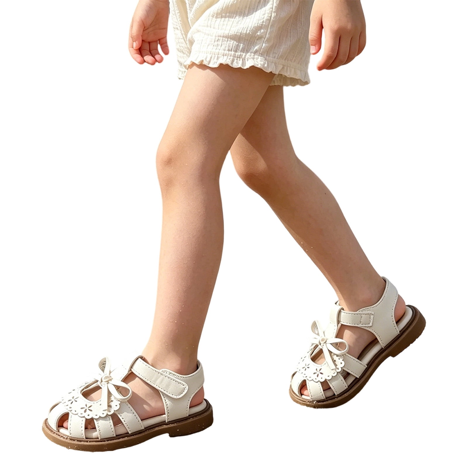 Girls Cute Sandals for Little Girls Soft Sole Flat Sandals with Cutout ...