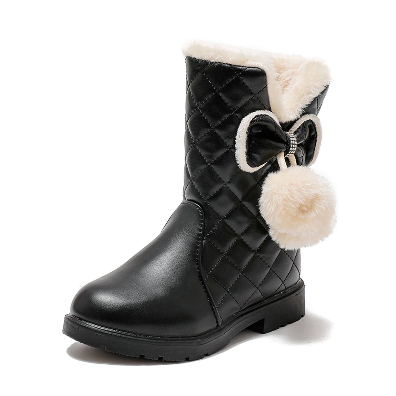 Girls Cute Snow Boots with Bow Tassels Four Seasons Mid Tube Slip On ...