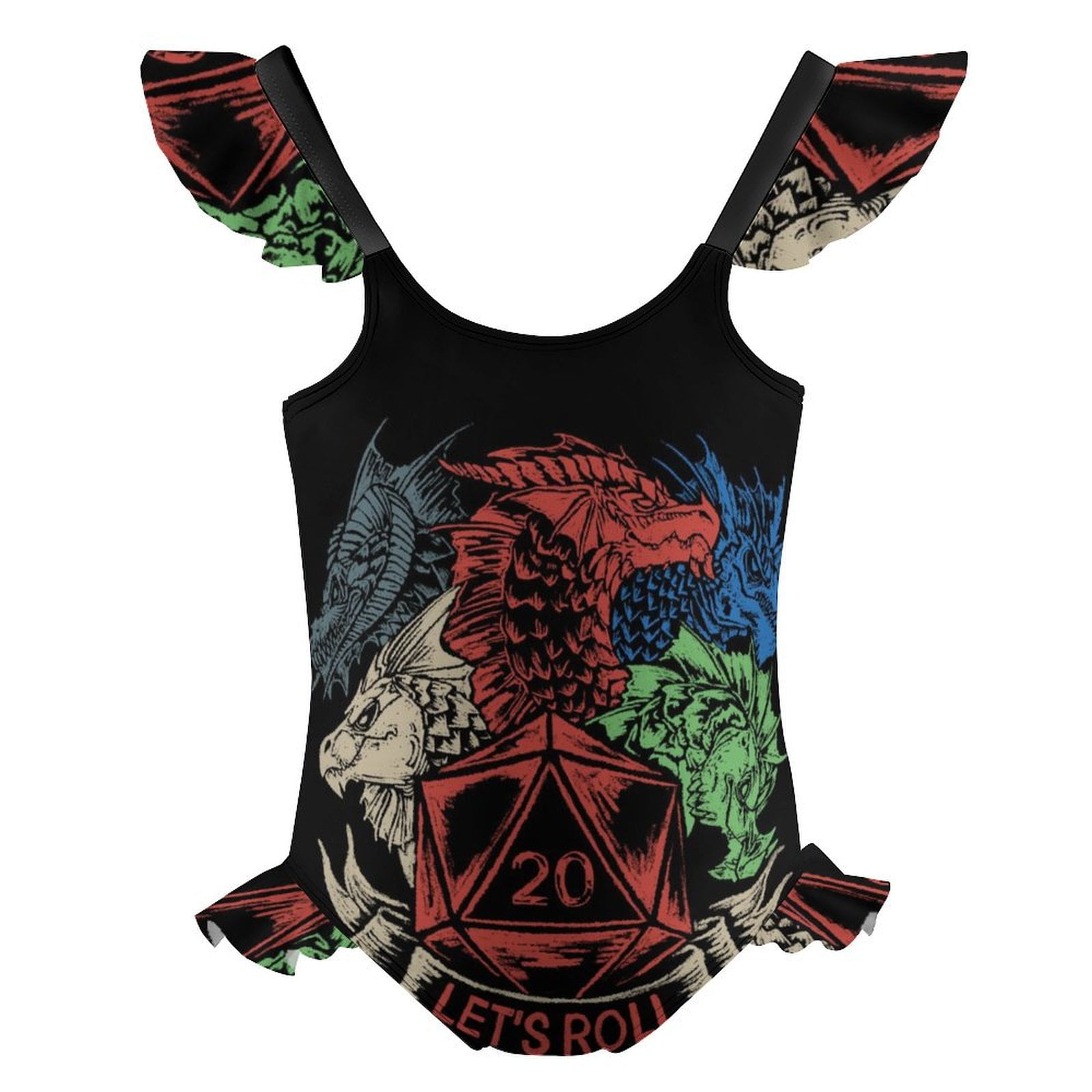Girls DND Dungeons And Dragons (6) One Piece Swimsuits Ruffle Sleeves ...