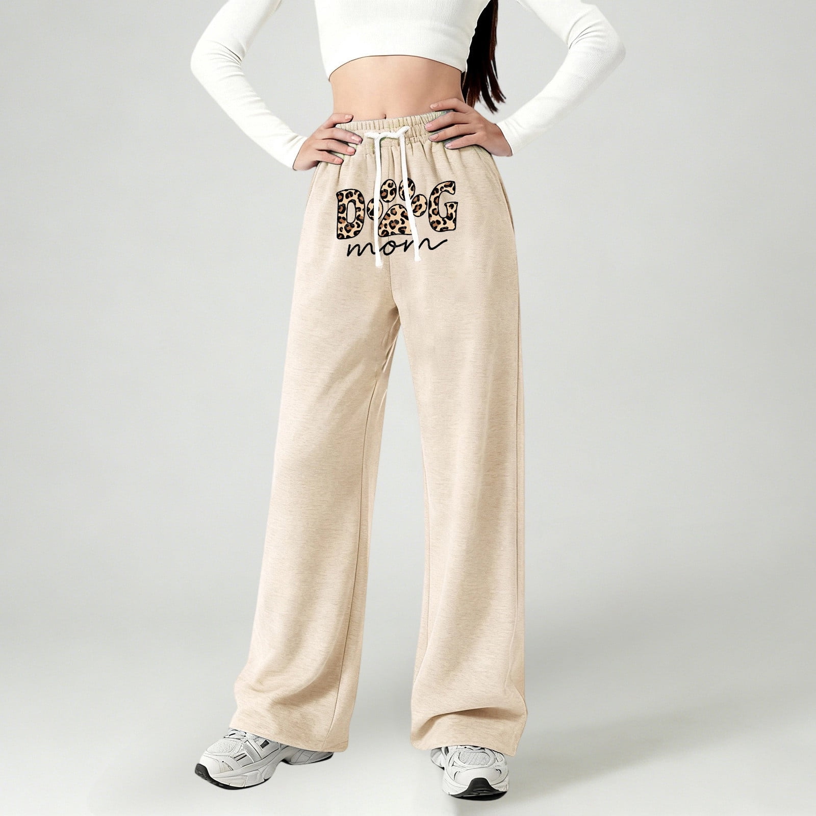 Girls’ "DOG MOM" Leopard-Print Wide-Leg Pants (4-16 Years) – Casual ...