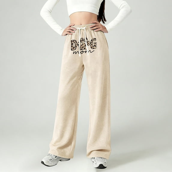 Girls’ "DOG MOM" Leopard-Print Wide-Leg Pants (4-16 Years) – Casual ...