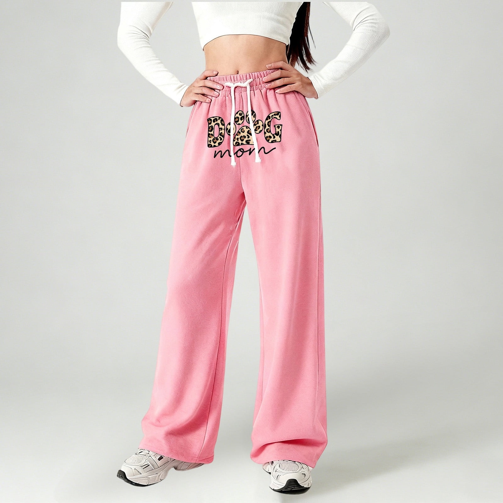 Girls’ "DOG MOM" Leopard-Print Wide-Leg Pants (4-16 Years) – Casual ...