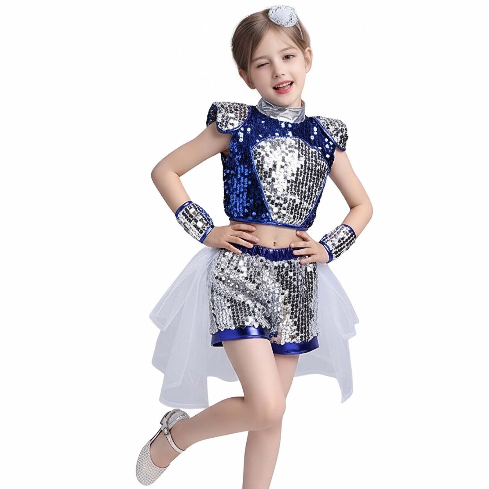 Girls Dance Sequin Dance Sleeveless Top and Pants Outfit Set Dance ...