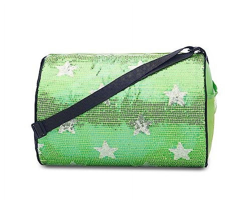 Girls Dance Duffle Bag with Sequin Stars, Kids Travel Bag with Adjustable Carry On and Handy ...