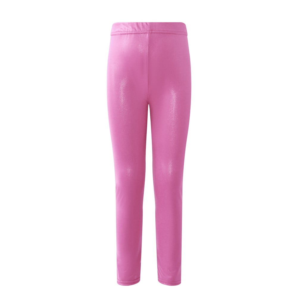 Girls Dance Gymnastics Footless Leggings Pants Kids Tight Glitter ...
