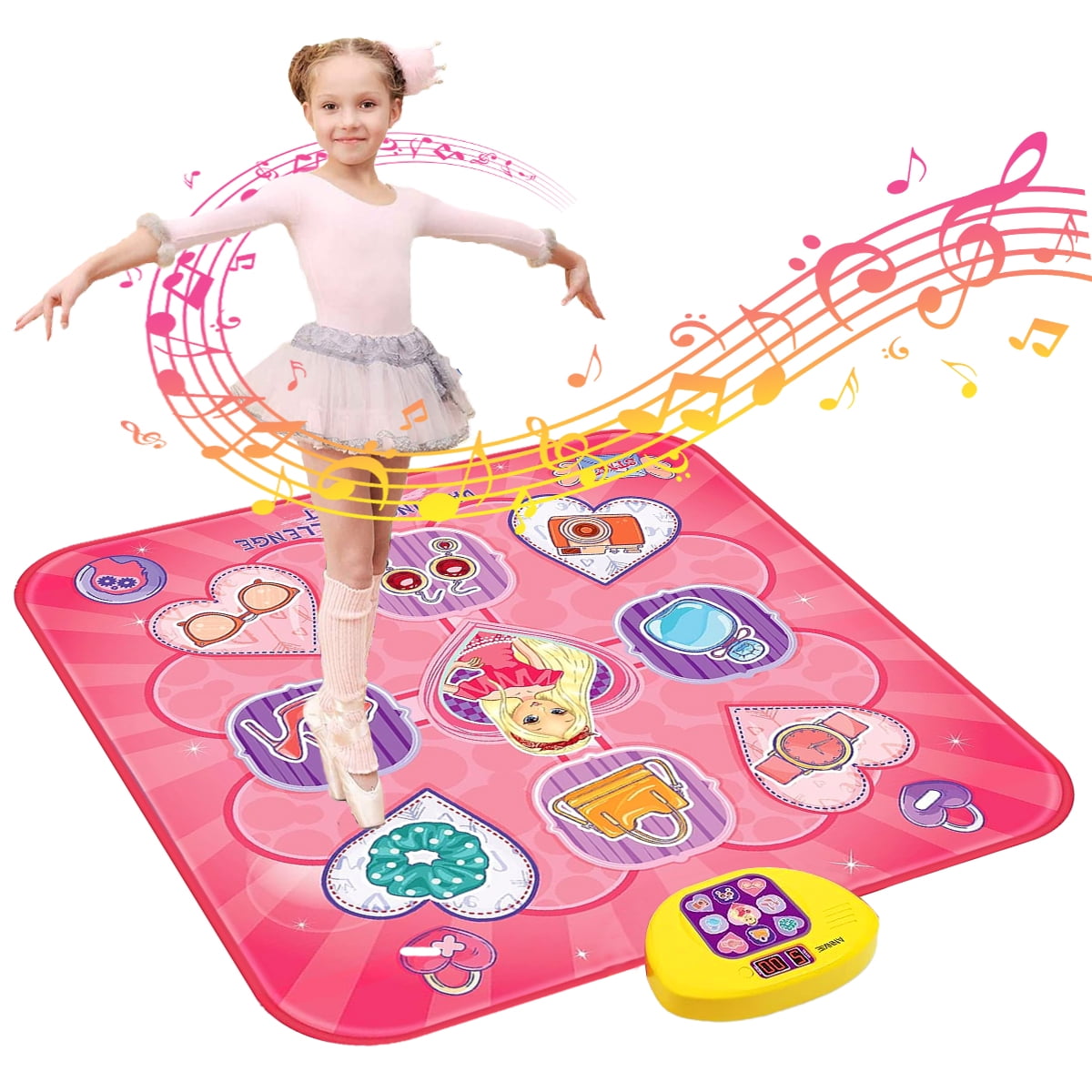 Girls Dance Mat Toys, Stepping Game Mat, Dance Pad with LED Light and 5 ...