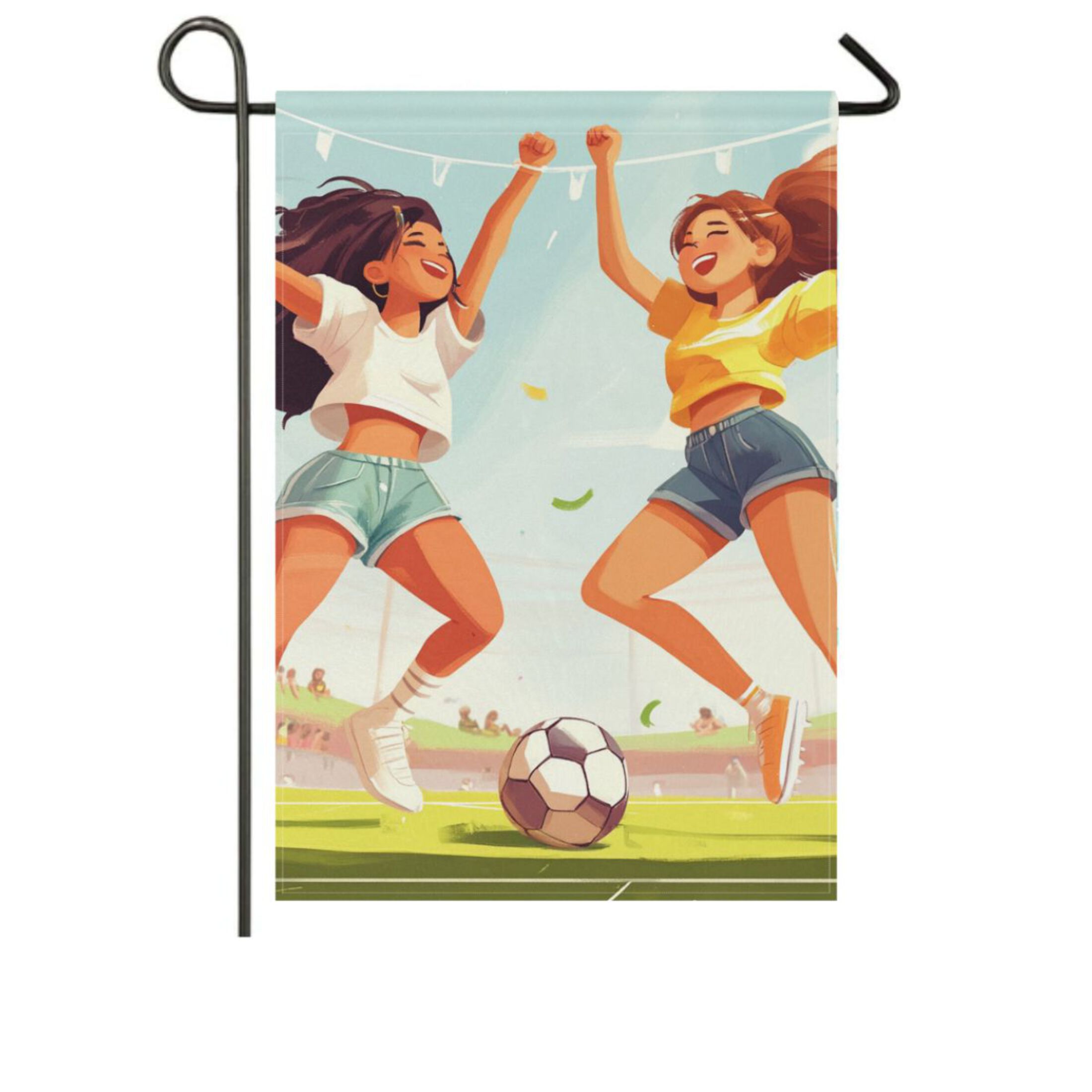 Girls Dancing on Football Pitch Garden Flags Double Sided Banners ...