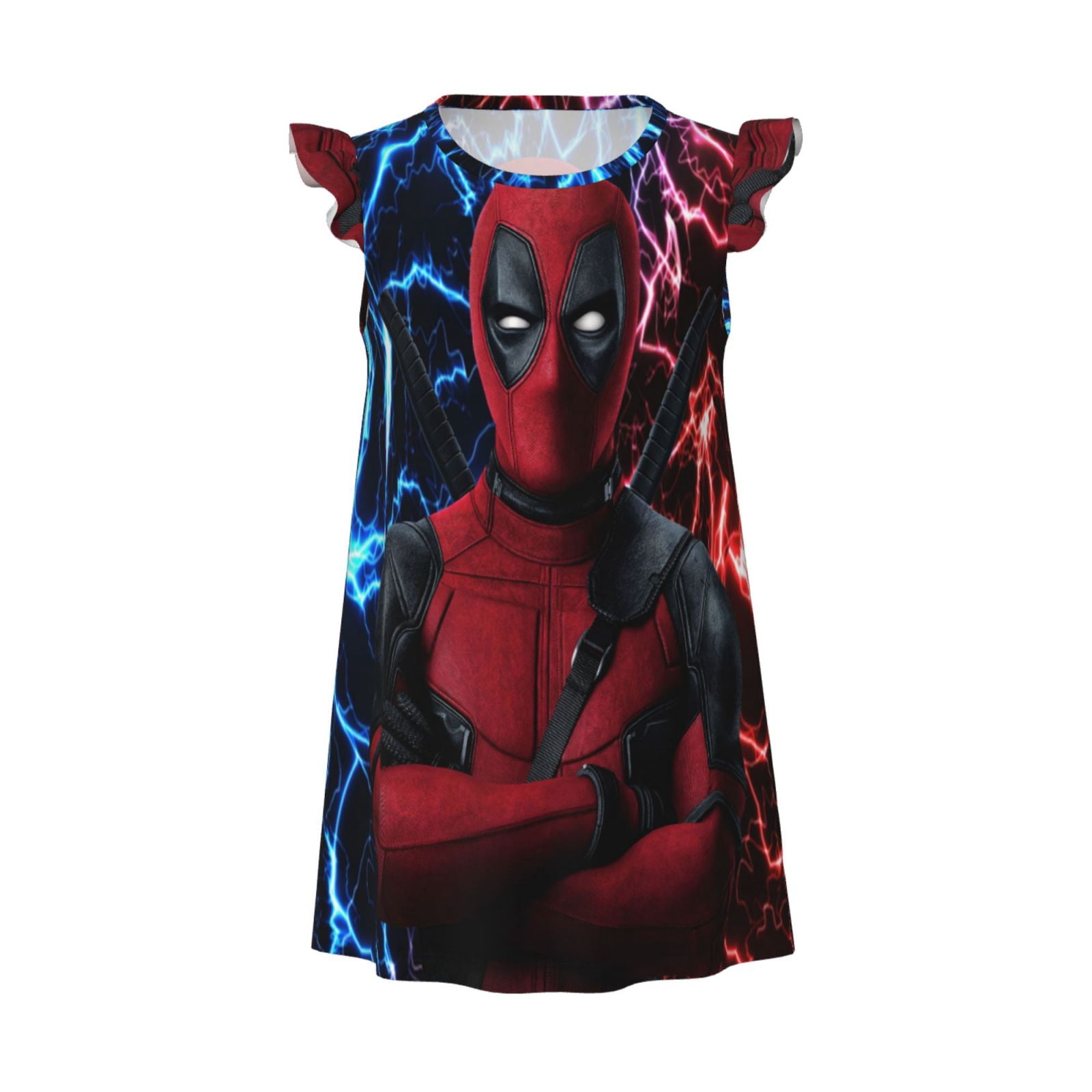 Girls Deadpool Flutter Sleeve Nightgown Cute Cartoon Soft Sleepwear ...