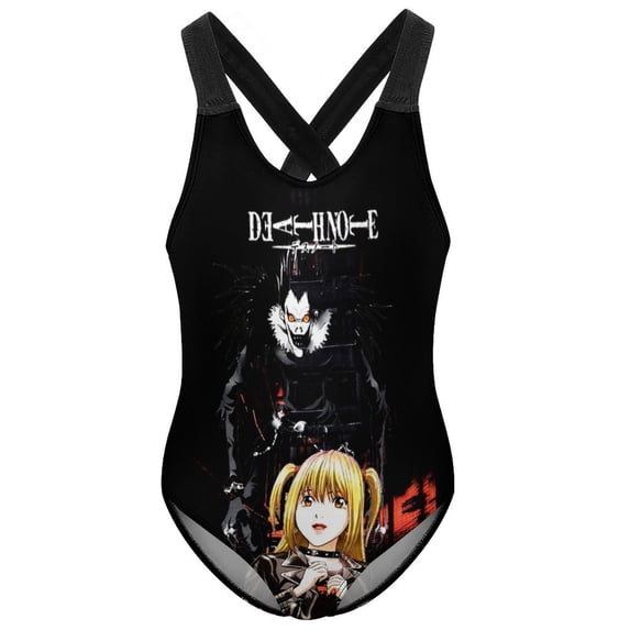 Girls Death N0-te One Piece Swimsuits Bathing Suits Cross Back Swimwear ...