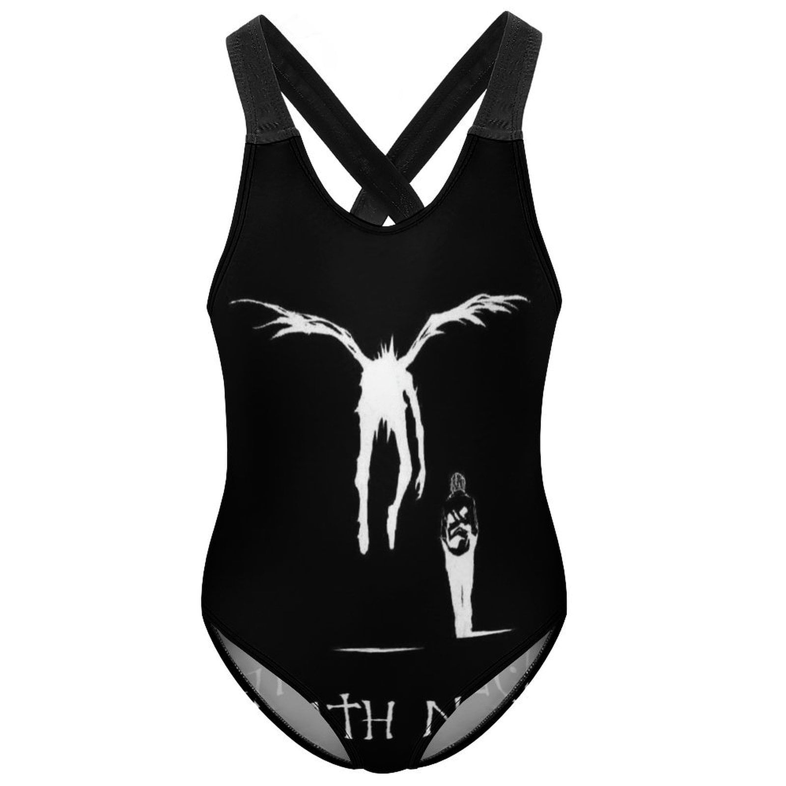 Girls Death N0-te One Piece Swimsuits Bathing Suits Cross Back Swimwear ...