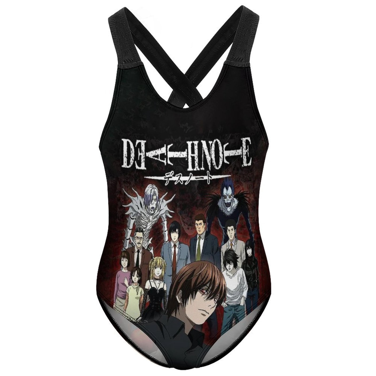 Girls Death N0-te One Piece Swimsuits Bathing Suits Cross Back Swimwear ...