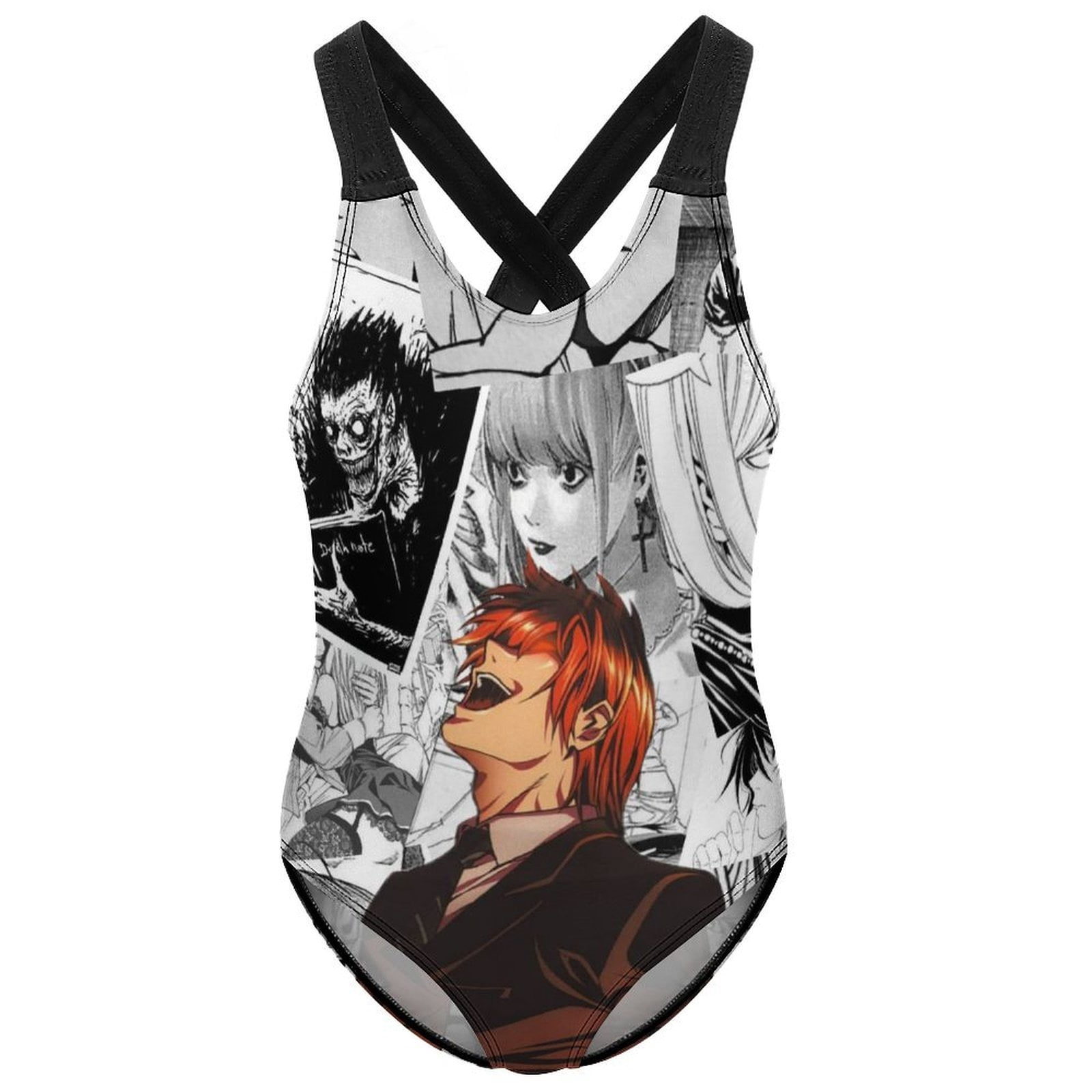 Girls Death N0-te One Piece Swimsuits Bathing Suits Cross Back Swimwear ...